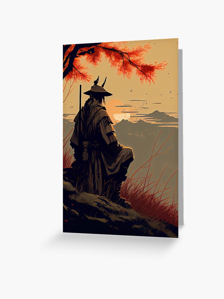"Ronin Meditating on top of the Mountains" Greeting Card for Sale by ...