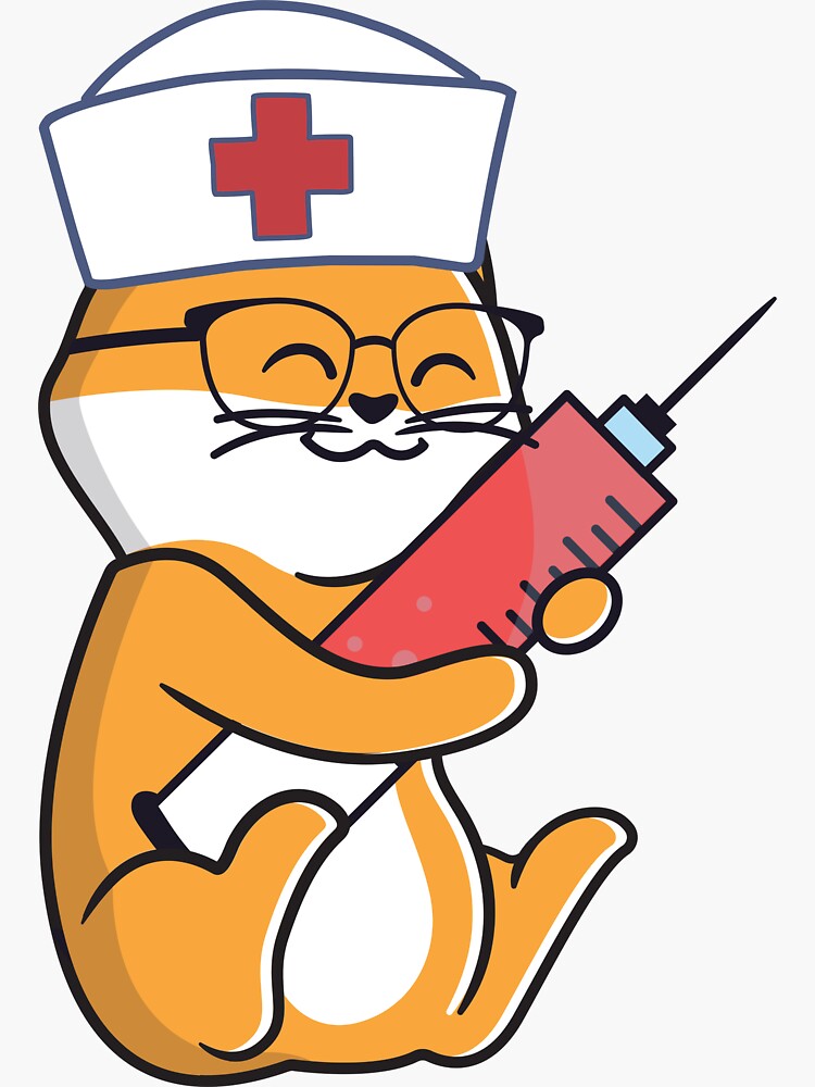"nurse cat" Sticker for Sale by Fibonaccii | Redbubble