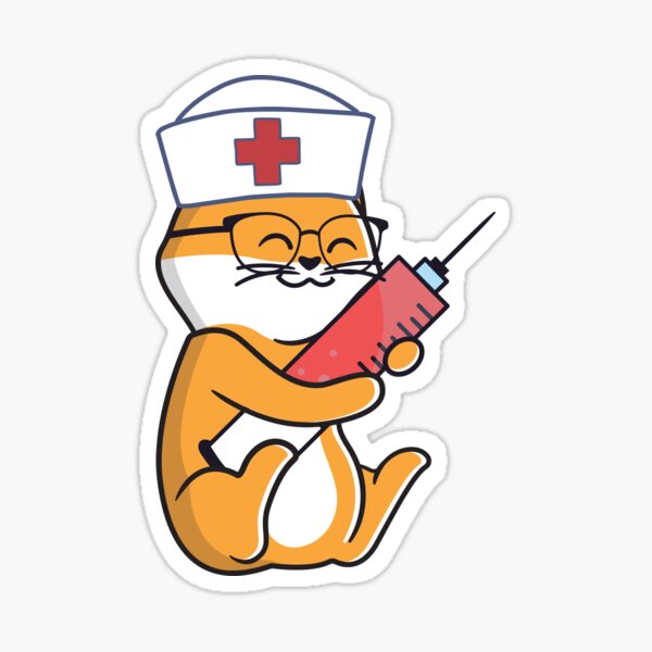 "nurse cat" Sticker for Sale by Fibonaccii | Redbubble