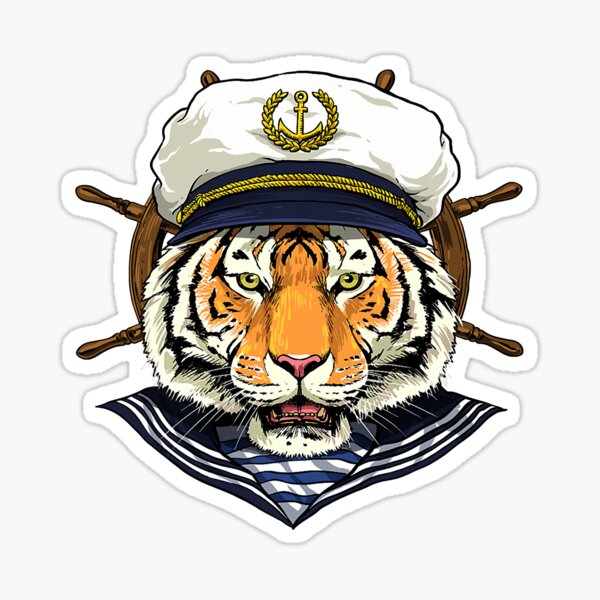 "Tiger Sailor Boat Captain Wildlife Tiger Safari Animal 369" Sticker ...