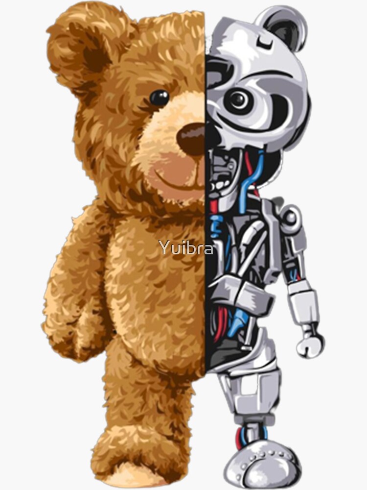 "Bear toy half robot" Sticker for Sale by Yuibra | Redbubble