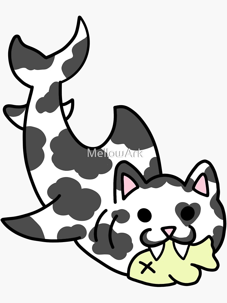 "Cute MooMoo "Paws" Shark MerMeow " Sticker for Sale by MellowArk ...