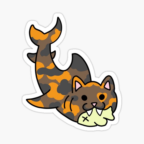 "Cute Tortie "Paws" Shark MerMeow " Sticker for Sale by MellowArk ...
