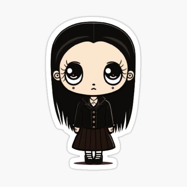 "A cute sad Wednesday Addams" Sticker for Sale by talo-dev-art | Redbubble