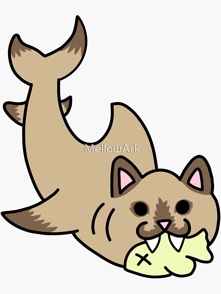 "Cute Siamese "Paws" Shark MerMeow " Sticker for Sale by MellowArk ...