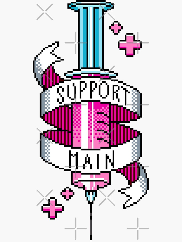 "Support Main Gamer Pink Syringe Pixel Art" Sticker for Sale by ...