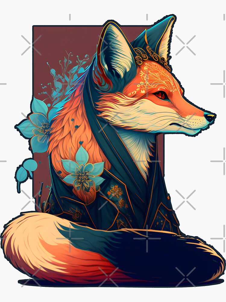 "Kitsune" Sticker for Sale by AnvilArtCo | Redbubble