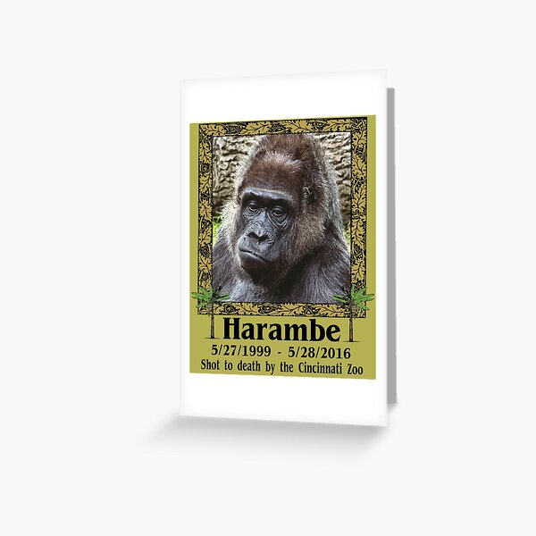 "Harambe Memorial Design In Loving Memory" Greeting Card for Sale by ...