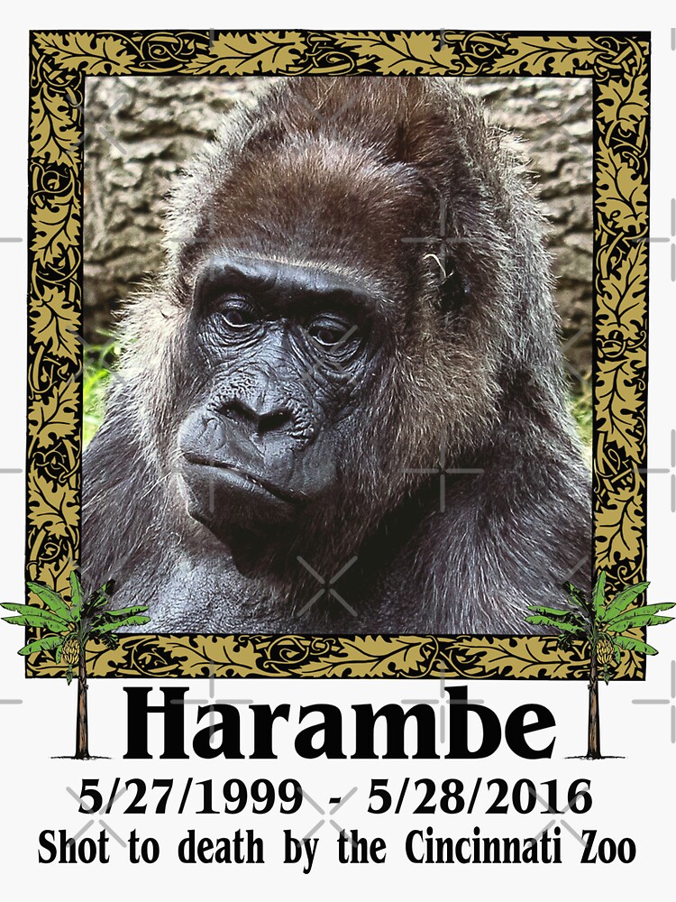 "Harambe Memorial Design In Loving Memory" Sticker for Sale by ...