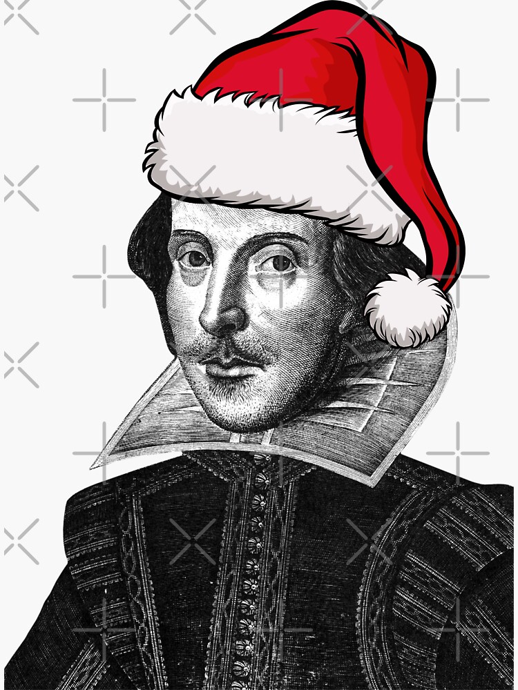 "William Shakespeare Santa Hat Portrait" Sticker for Sale by ...