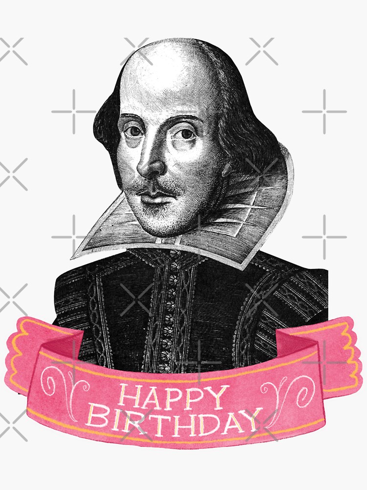 "William Shakespeare Happy Birthday Portrait" Sticker for Sale by ...