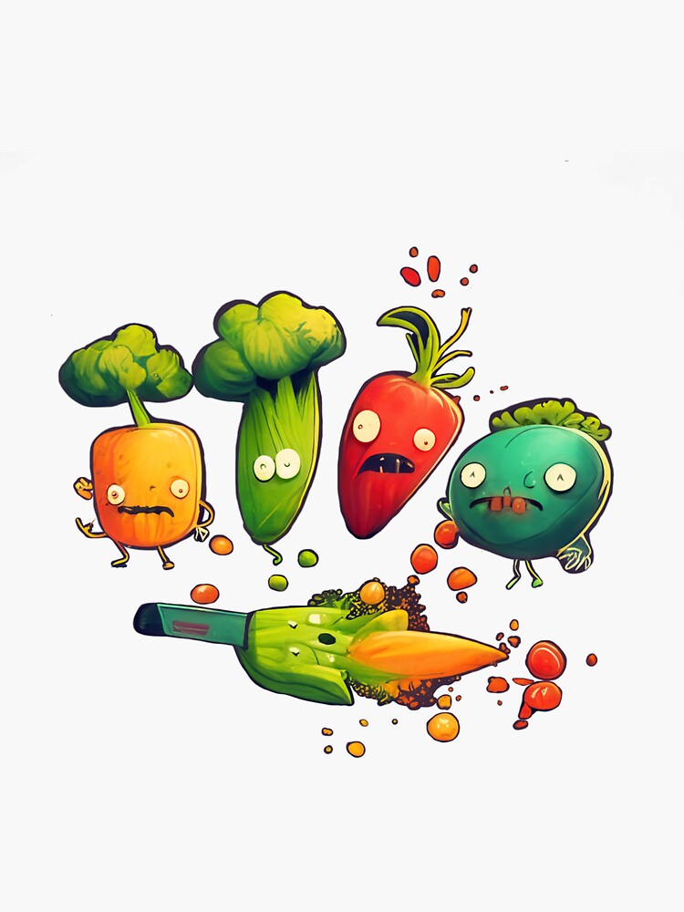 "Attack of the Zombie Vegetables " Sticker for Sale by Whalecat-studio ...