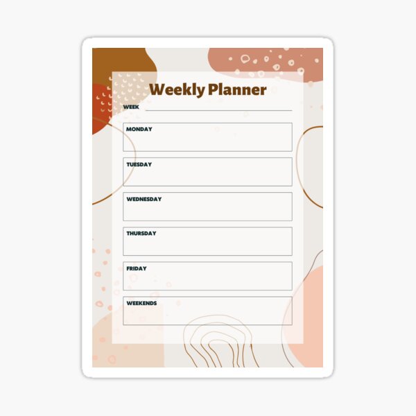 "Weekly Planner" Sticker for Sale by FunckyDesigns | Redbubble