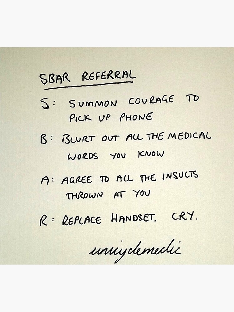 "SBAR Referrals" Poster for Sale by unicyclemedic | Redbubble
