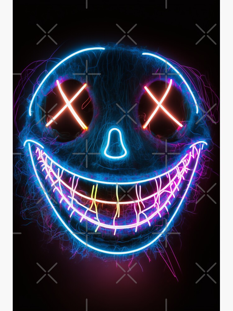 "Creepy Smiley Face In Neon" Sticker for Sale by letsgetinspired ...