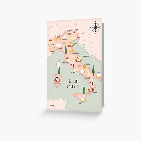 "Illustrated map of Italian cheeses" Greeting Card for Sale by ...