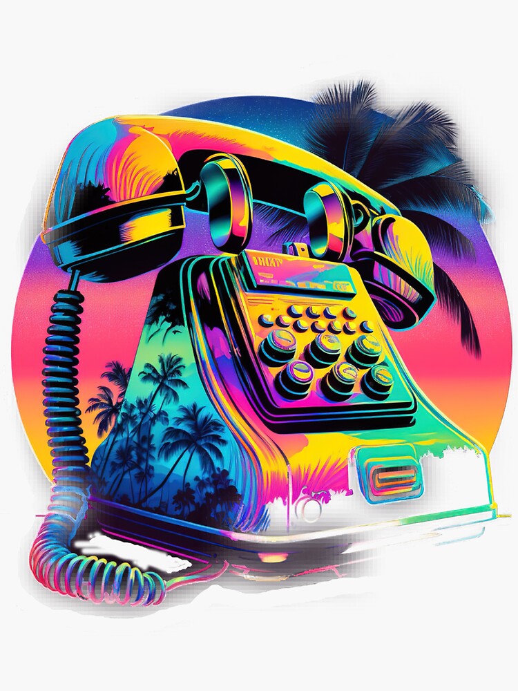 "Retro wave vintage Telephone" Sticker for Sale by CoyoteStudio | Redbubble