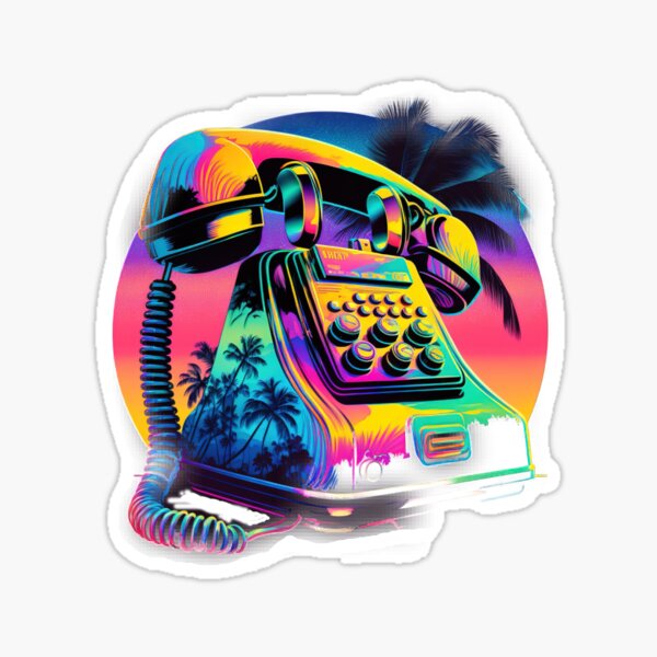 "Retro wave vintage Telephone" Sticker for Sale by CoyoteStudio | Redbubble