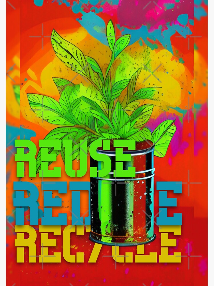 "Reuse, recycle, - Ecological design - Painting Art" Sticker for Sale ...
