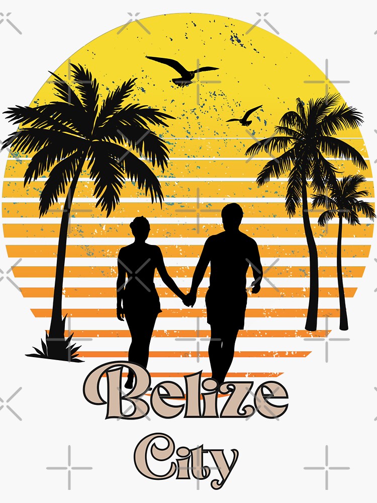 " Belize city retro sunset palm trees" Sticker for Sale by TipTopTapo ...