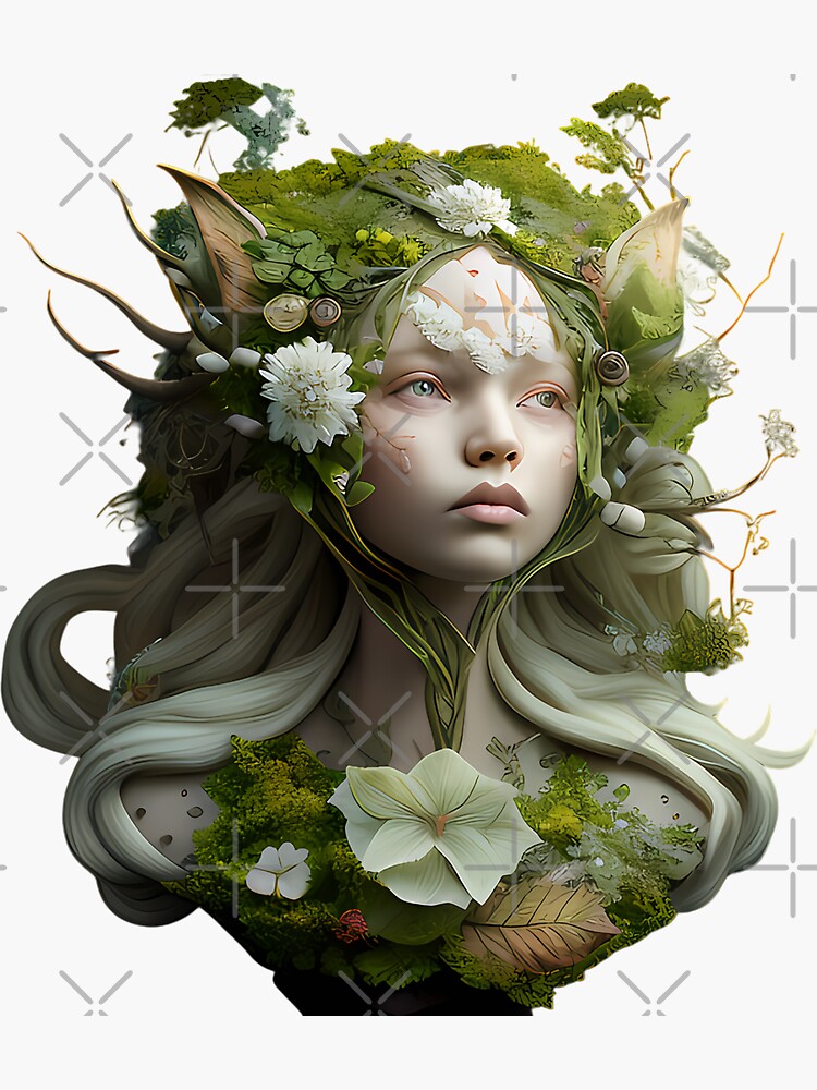 "Portrait of a Beautiful Elf Goddess" Sticker for Sale by ArtShanth ...