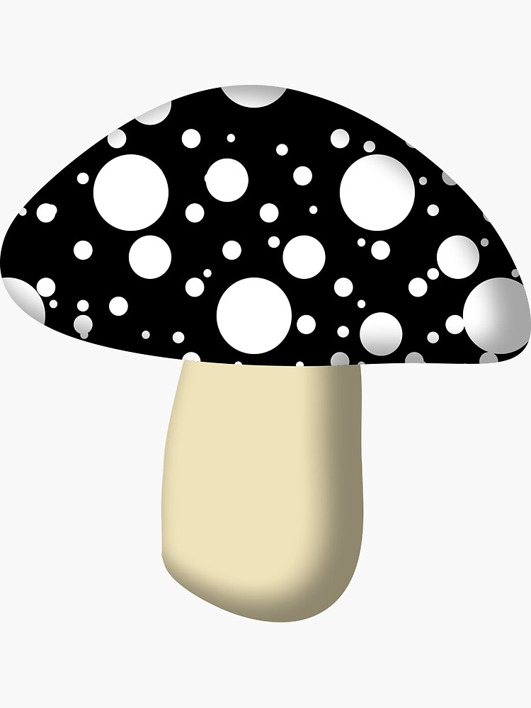 "Cute Gothic White on Black Polka Dot Mushroom" Sticker for Sale by ...