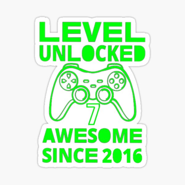 "Seven 7yr BDay Son Boy Funny Gamer 7th 7 Year Old Birthday" Sticker ...