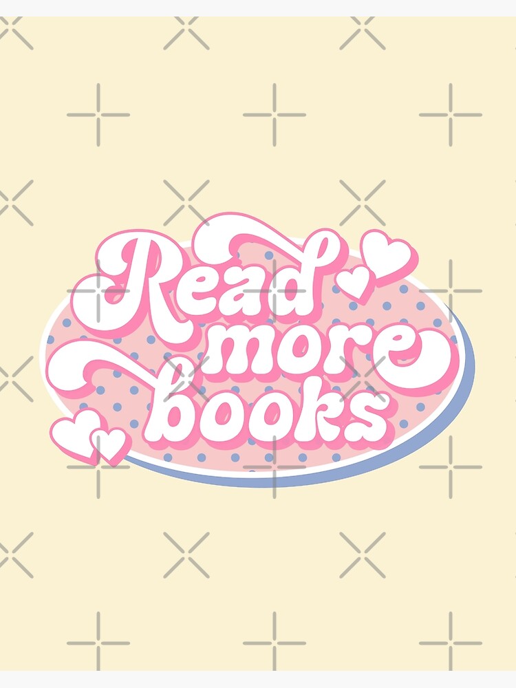 "Read More Books - Books Lover Retro Preppy Pastel Typography" Art ...