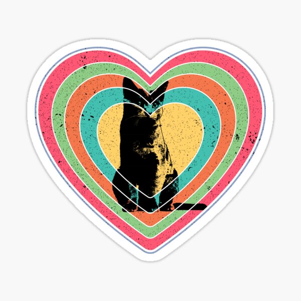 "Valentine’s Day Cat Vintage Retro Heart" Sticker for Sale by ...