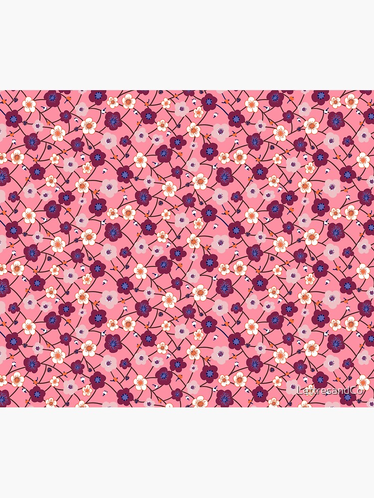 "Pink Japanese Flowers" Sticker for Sale by LettresandCo | Redbubble