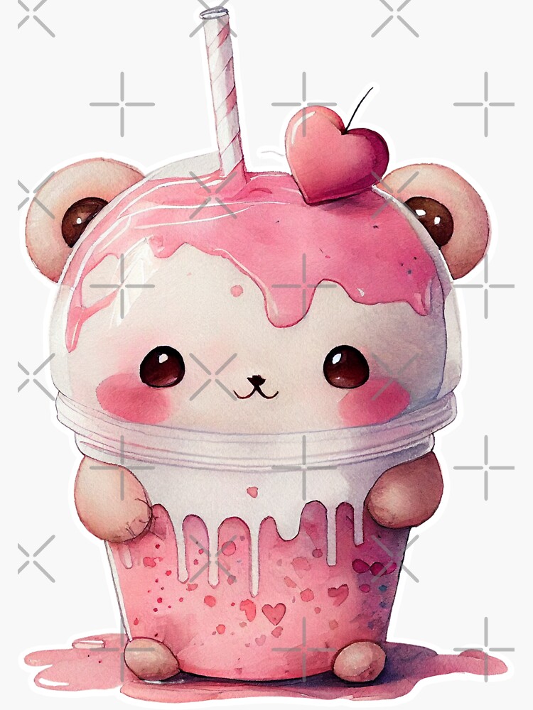 "Cute Kawaii Valentine's Boba Bear" Sticker for Sale by 1StickerShop ...