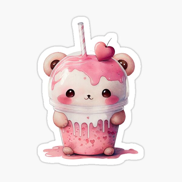 "Cute Kawaii Valentine's Boba Bear" Sticker for Sale by 1StickerShop ...