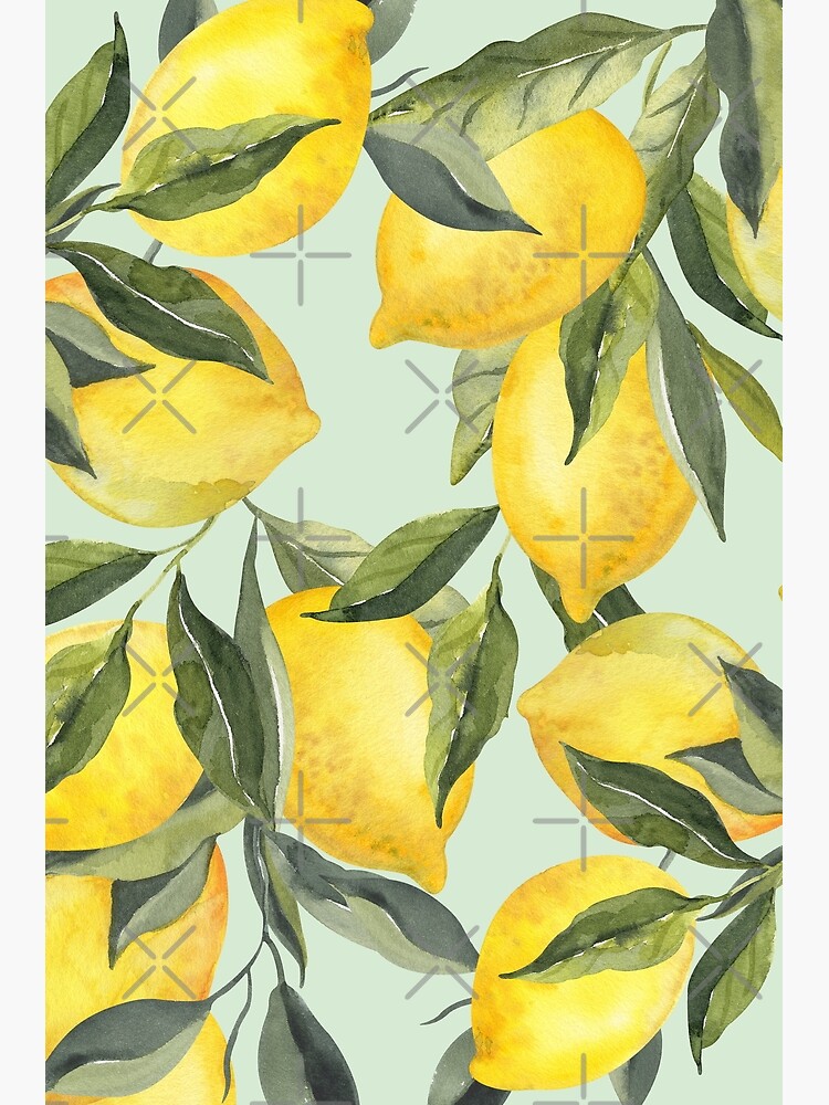 Lemon Print Watercolor Original Premium Matte Vertical Poster sold by ...