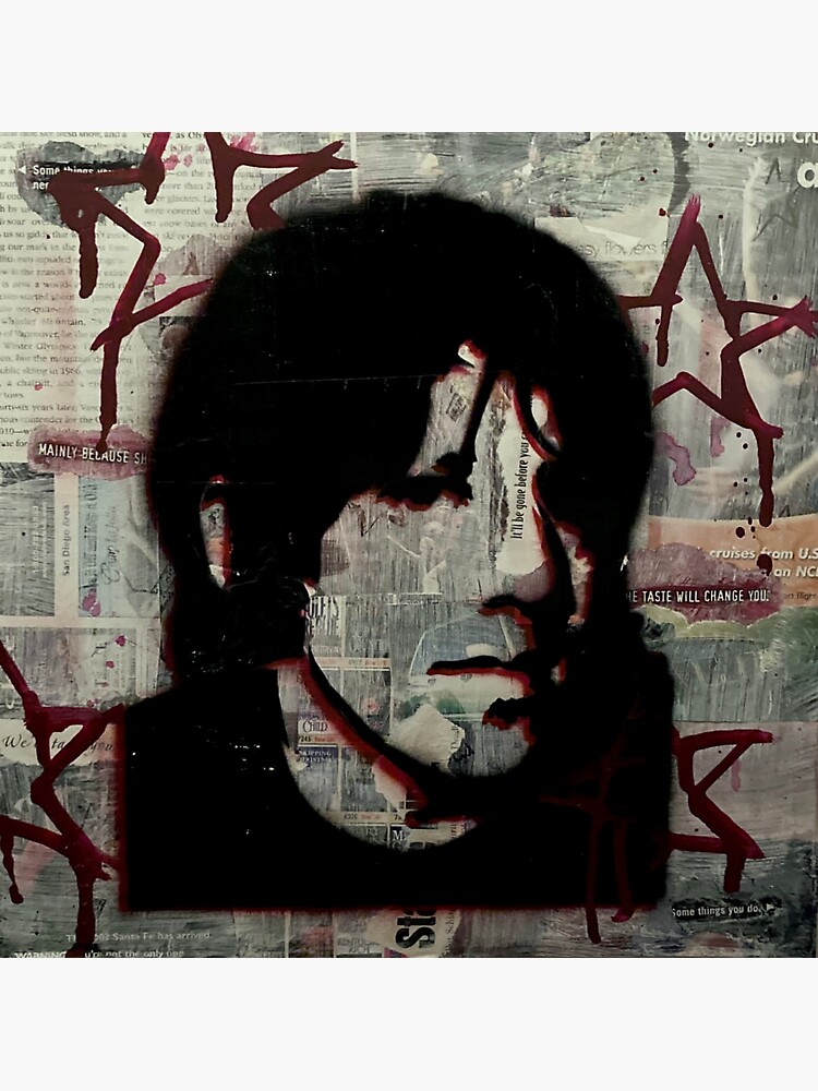 "Elliott Smith Spray Paint on Collage" Sticker for Sale by pearl-mt ...