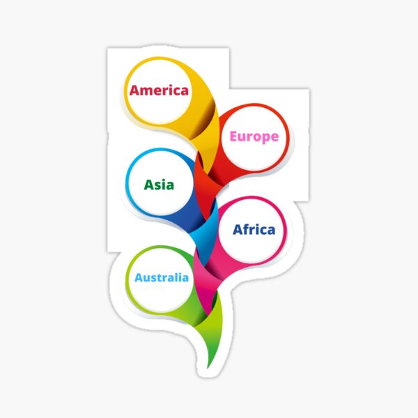 "Poster about the continents of the world" Sticker for Sale by MOMO155 ...