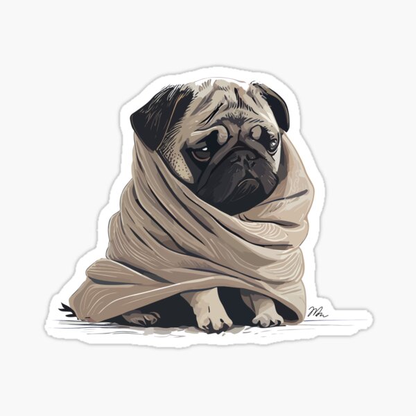 "Pouty Pug" Sticker for Sale by mabelmaid | Redbubble