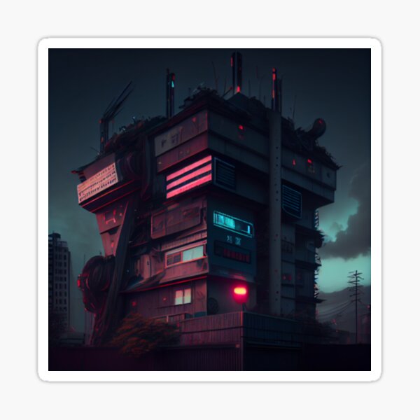 "Cyberpunk Japanese building" Sticker for Sale by MaryAnn84 | Redbubble