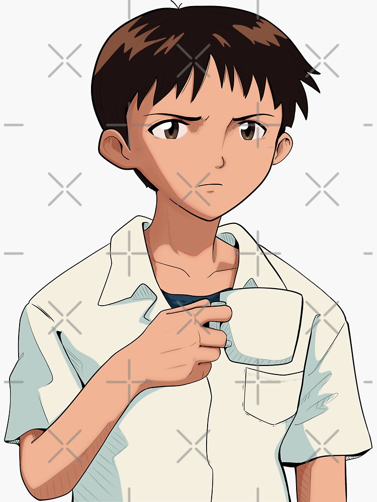 "Shinji Holding a Mug HD Restored image Neon Genesis Evangelion ...
