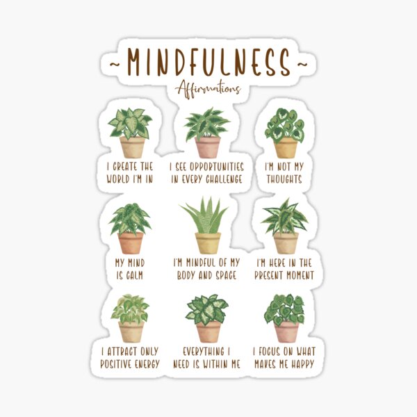 "Mindfulness affirmations with plants" Sticker for Sale by ...