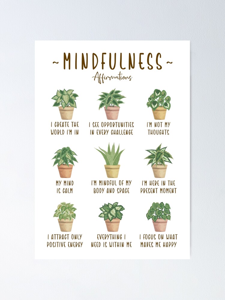 "Mindfulness affirmations with plants" Poster for Sale by ...