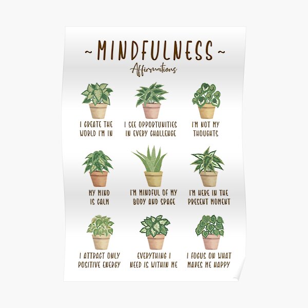 "Mindfulness affirmations with plants" Poster for Sale by ...