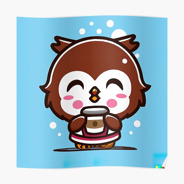 "Chibi Owl Drinking Hot Chocolate" Poster for Sale by ZooOfArt | Redbubble