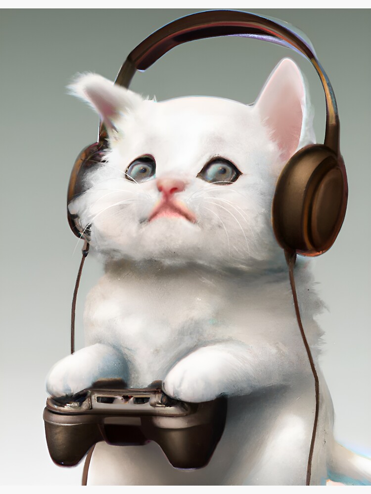 "The Kitty Player" Sticker for Sale by NiftyVapors | Redbubble