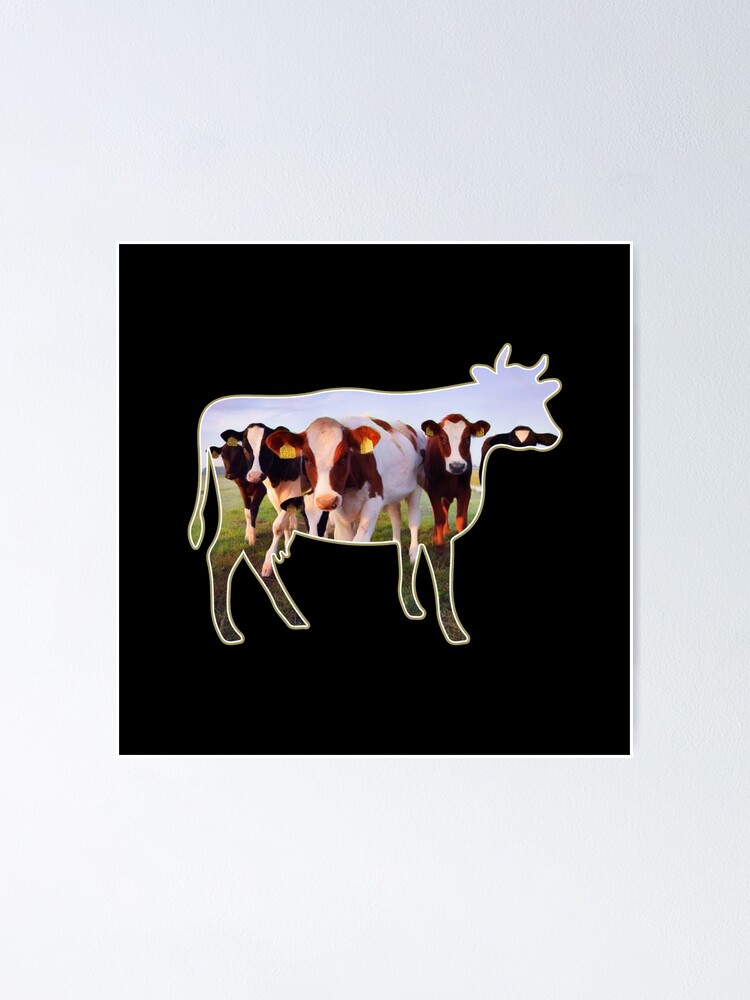 "Farm Cow outline with Cow painting inside Cute farm cows" Poster for ...