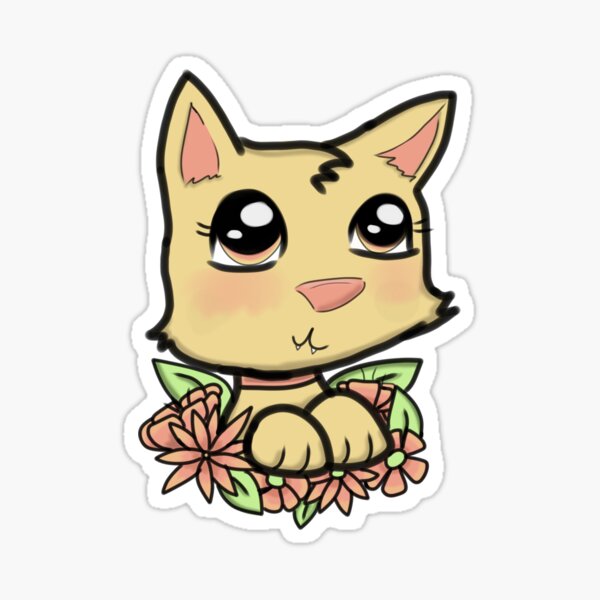 "Cute Floral Pastel Kitty Aesthetic" Sticker for Sale by ...