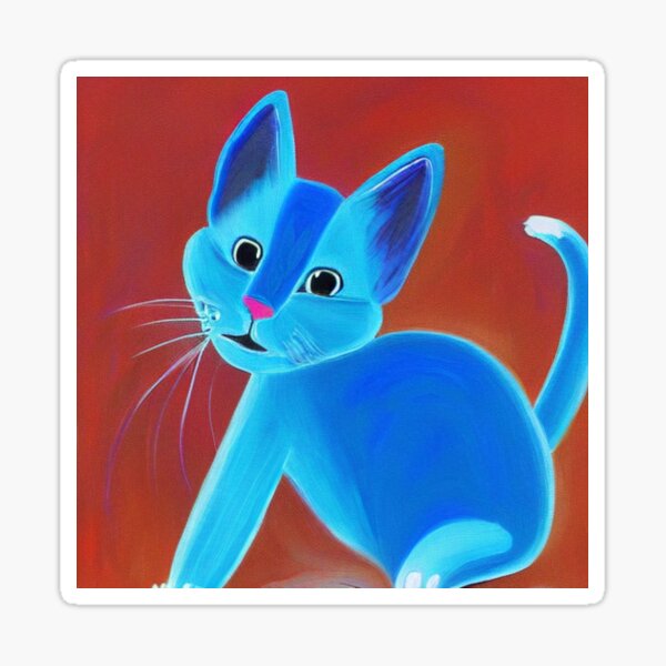 "blue cat art drawing" Sticker for Sale by ZSticker | Redbubble