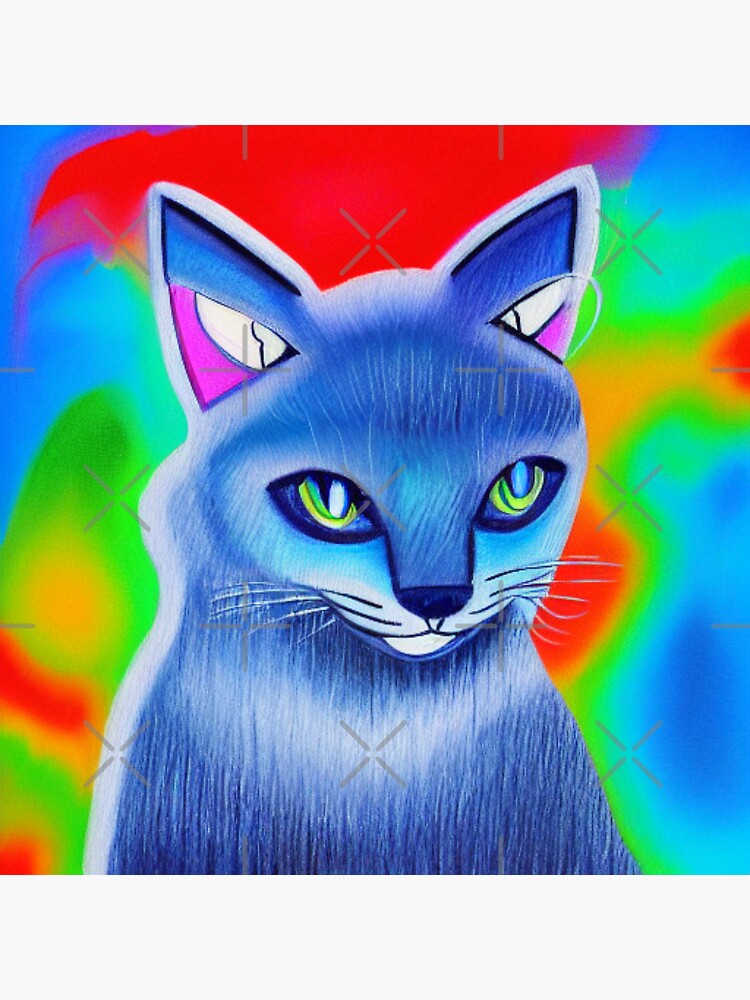 "Evil Blue Cat art drawing " Sticker for Sale by ZSticker | Redbubble