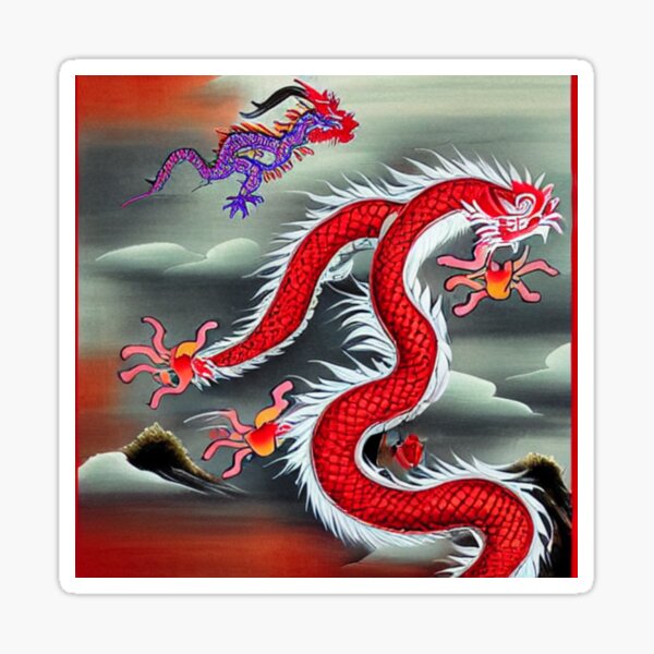 Long Red Chinese Dragon Sticker For Sale By Playdifferent Redbubble