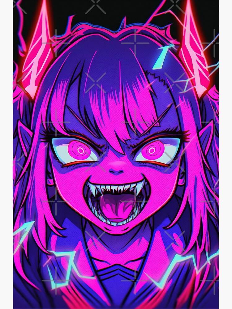 "Kawaii Oni Shool Girl | Neon Japan" Sticker for Sale by GoblinDSGN ...