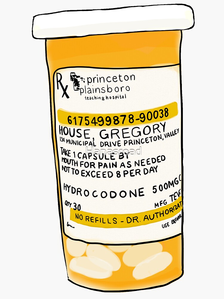 "House MD Gregory House Pill Bottle" Sticker for Sale by Hanasroad ...